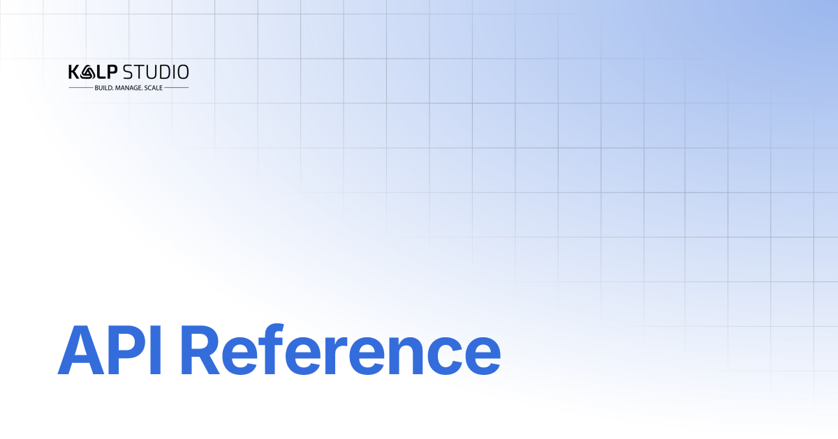 API Reference | Kalp Studio Documentation